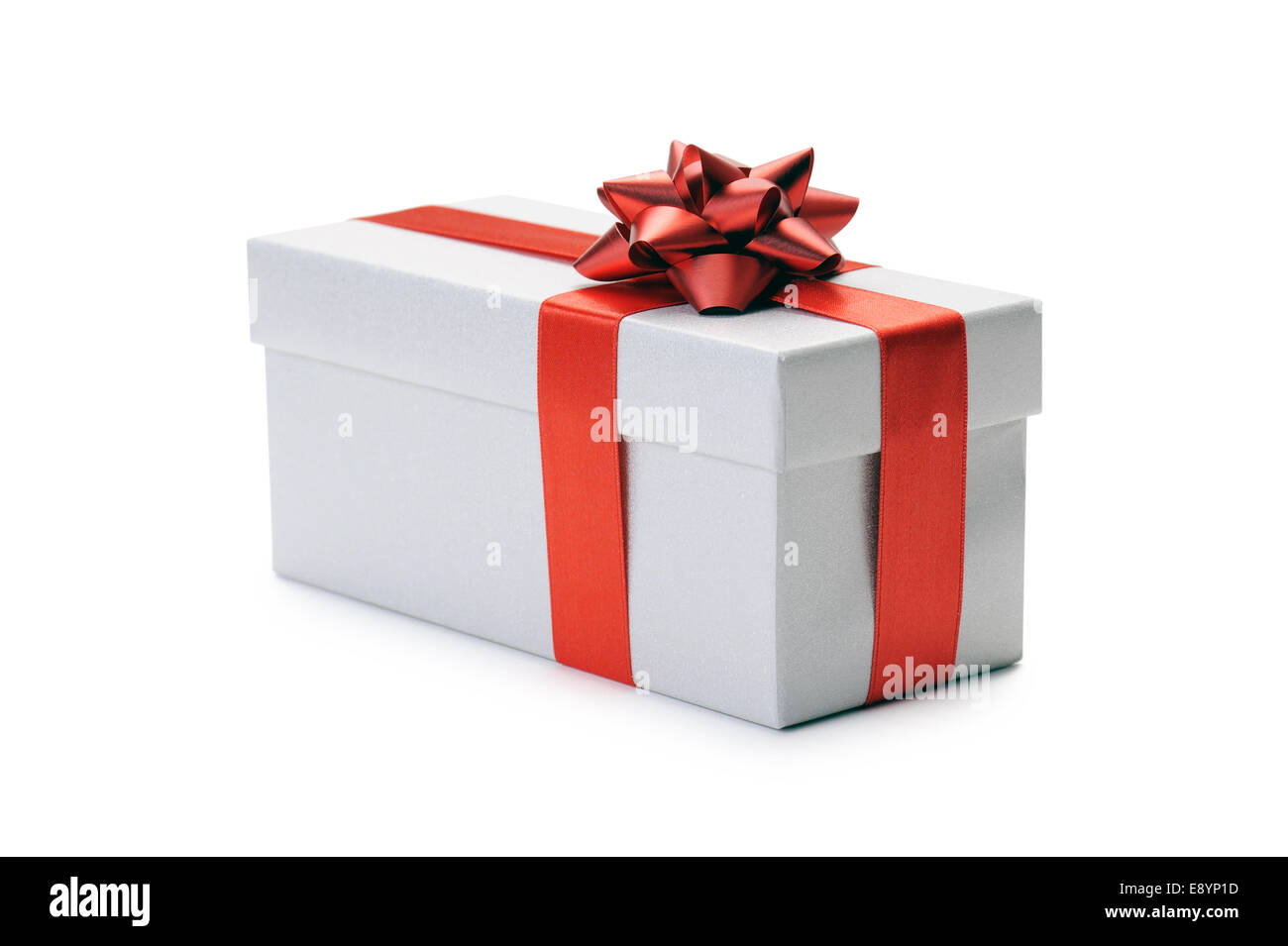 gift box with bow and red ribbon on white background Stock Photo - Alamy