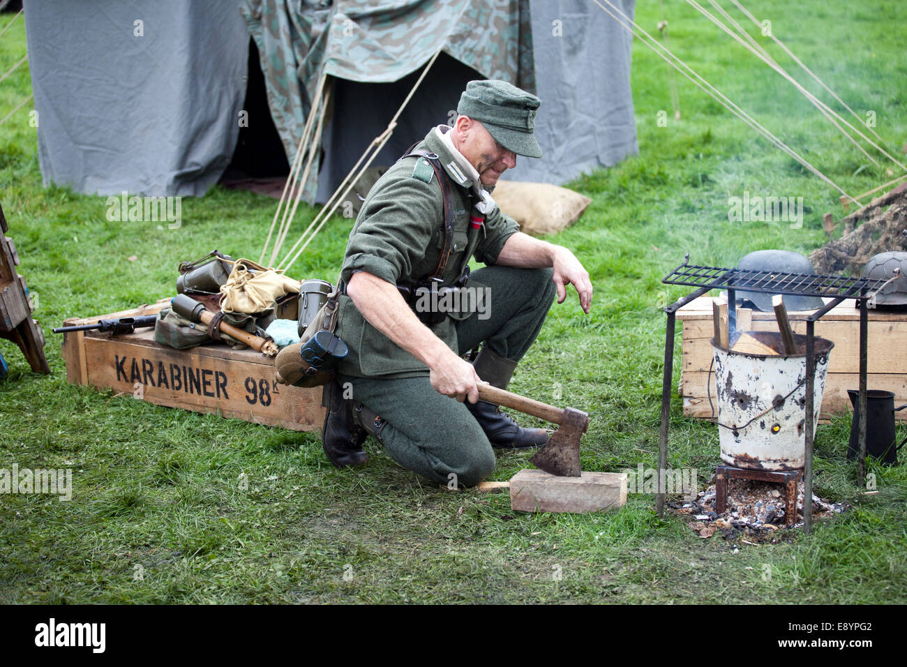 german soldier soldiers ww2 military reenactor reenactment battle ...