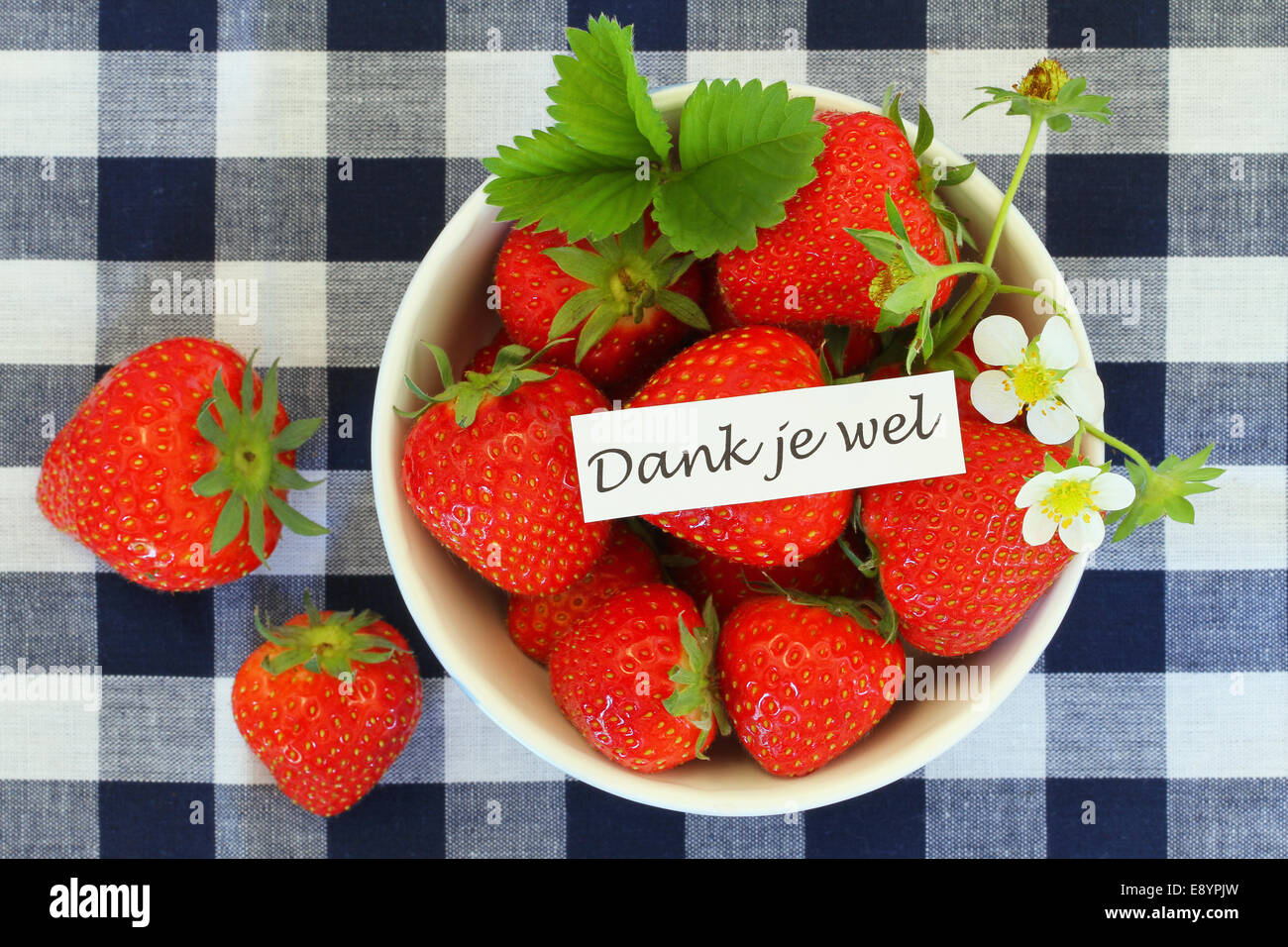 "Dank je wel" card, which means thank you in Dutch, with bowl of fresh ...