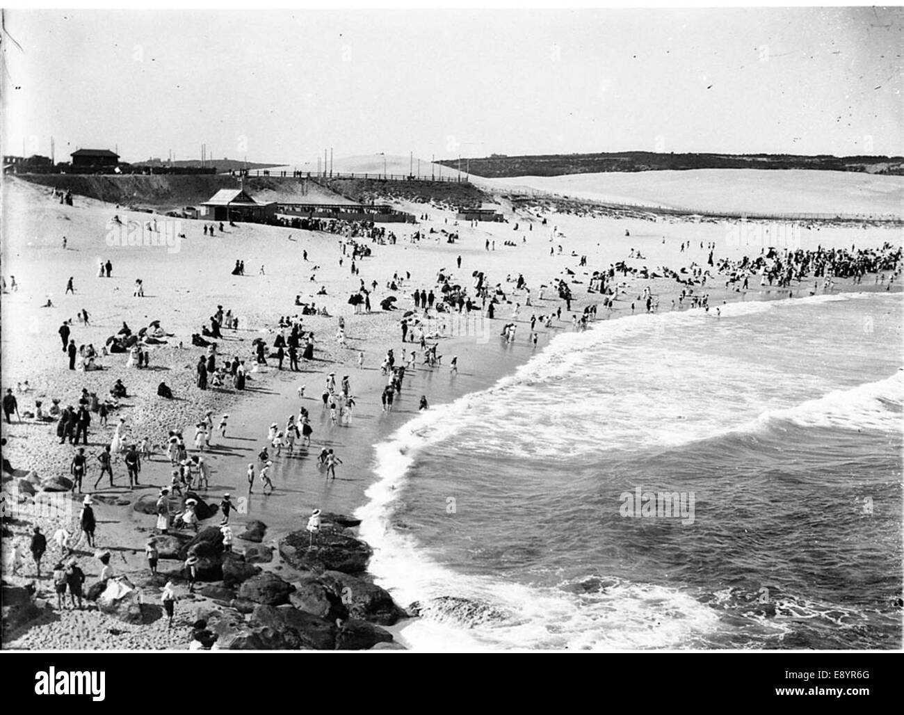 A vintage photograph of Bondi Beach, taken by Hall & Co., showing ...