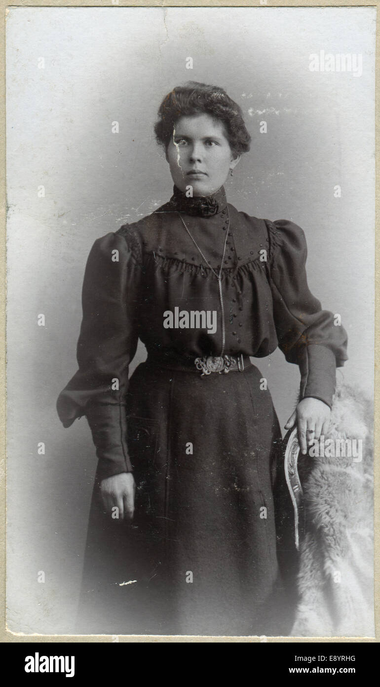 BERLIN, GERMANY - CIRCA 1905: A vintage portrait of a woman, standing ...