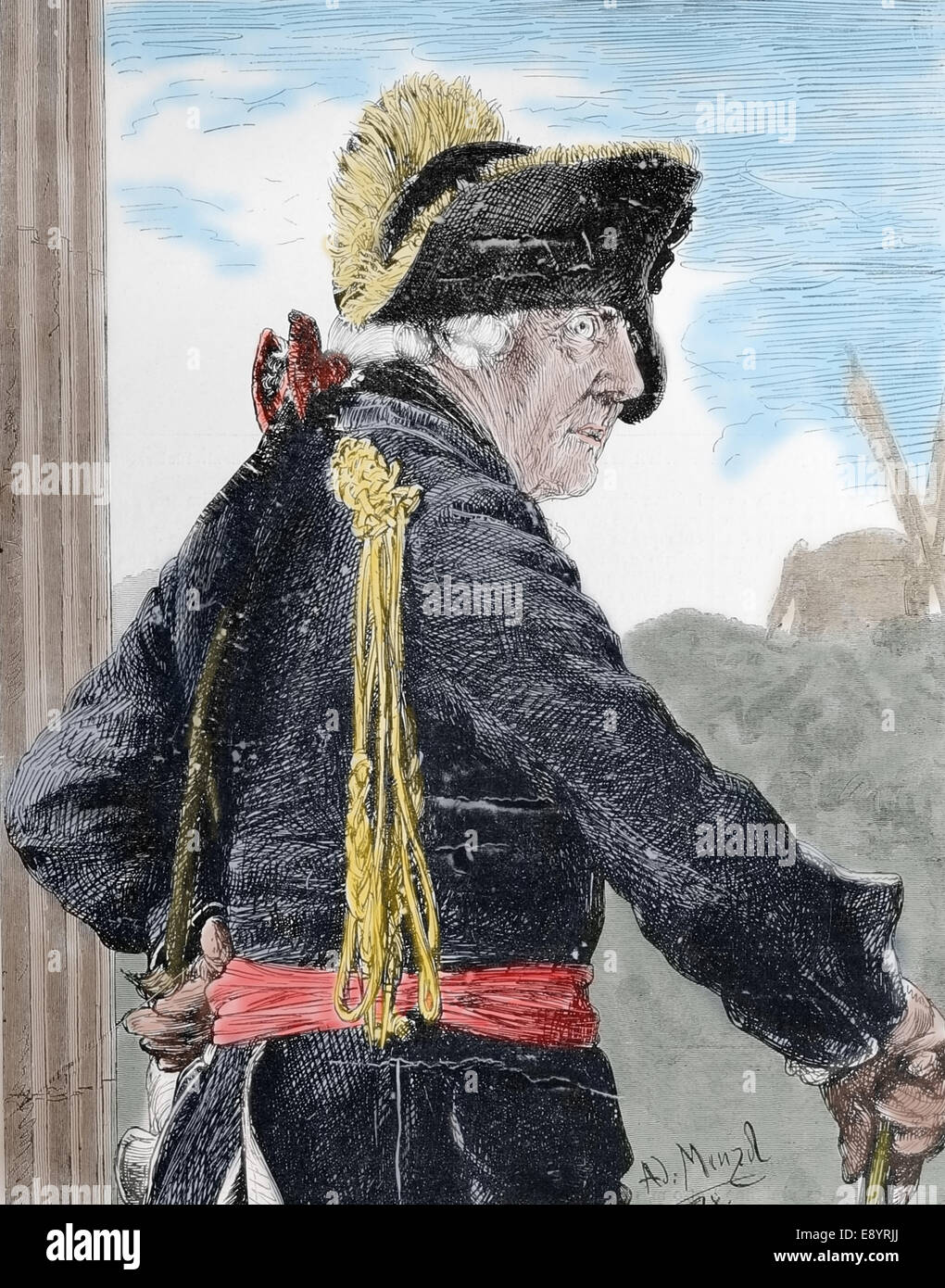 Frederick II the Great (1712-1786). King of Prussia. Drawing by Adolph ...