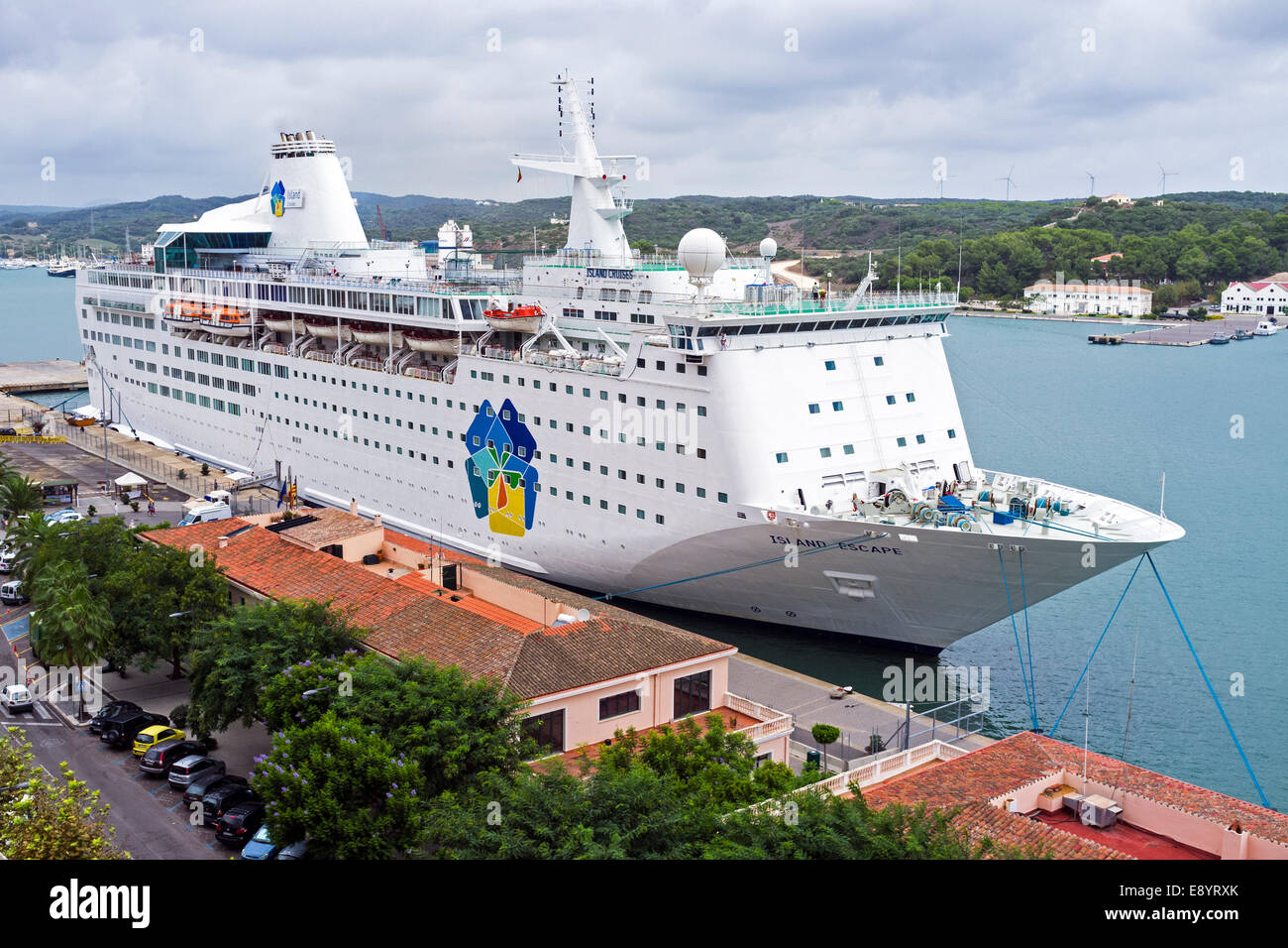 Cruising ship berthed at Mahon, Menorca, Balearic islands, Spain Stock ...