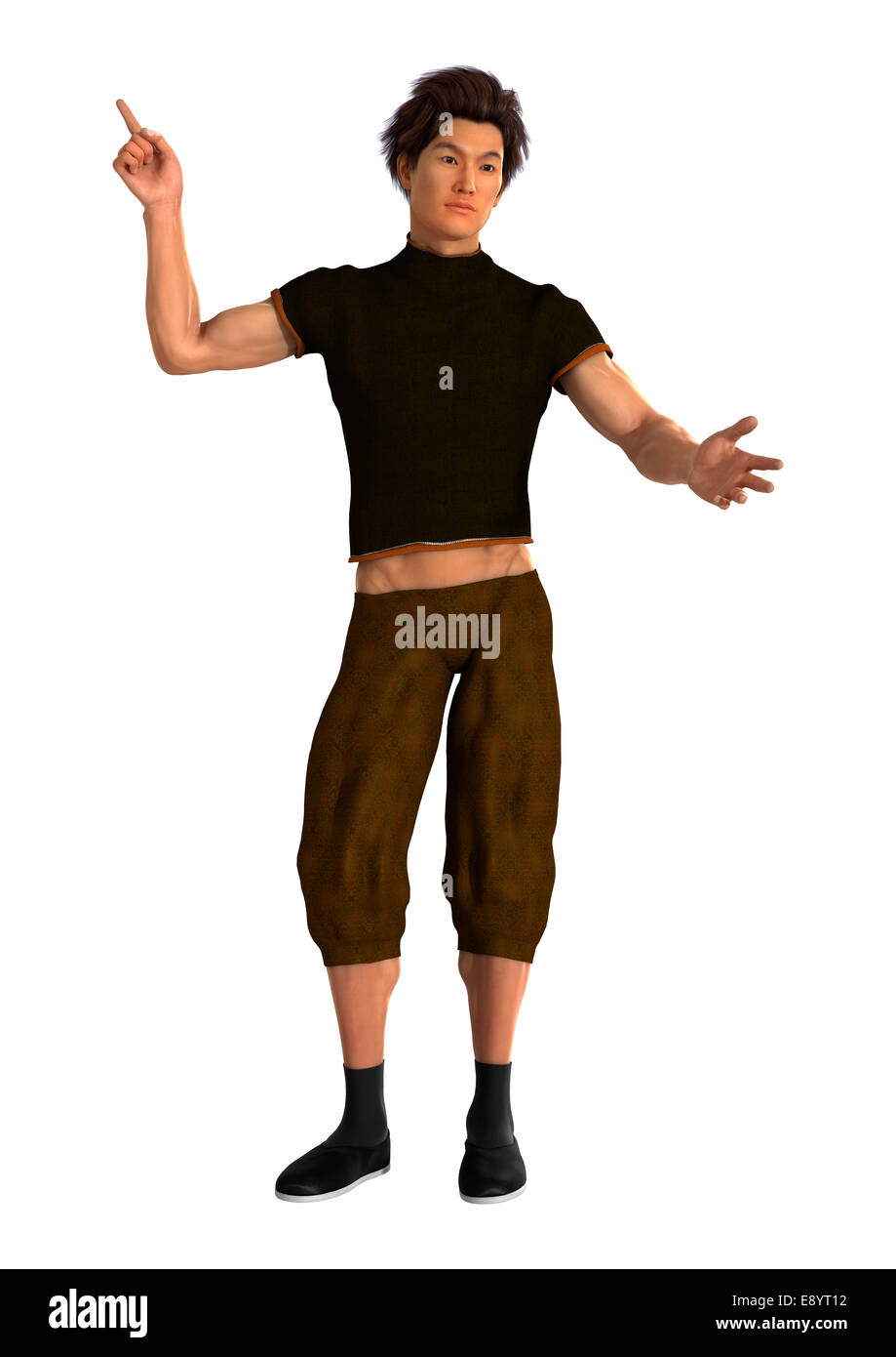 3D digital render of a young Asian man explaining something isolated on ...