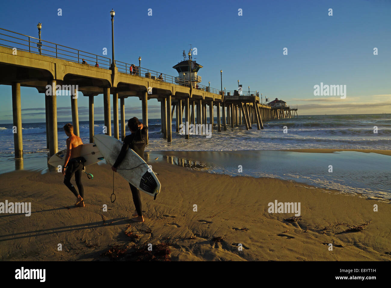 Huntington beach pier silhouette sunset hi-res stock photography and ...