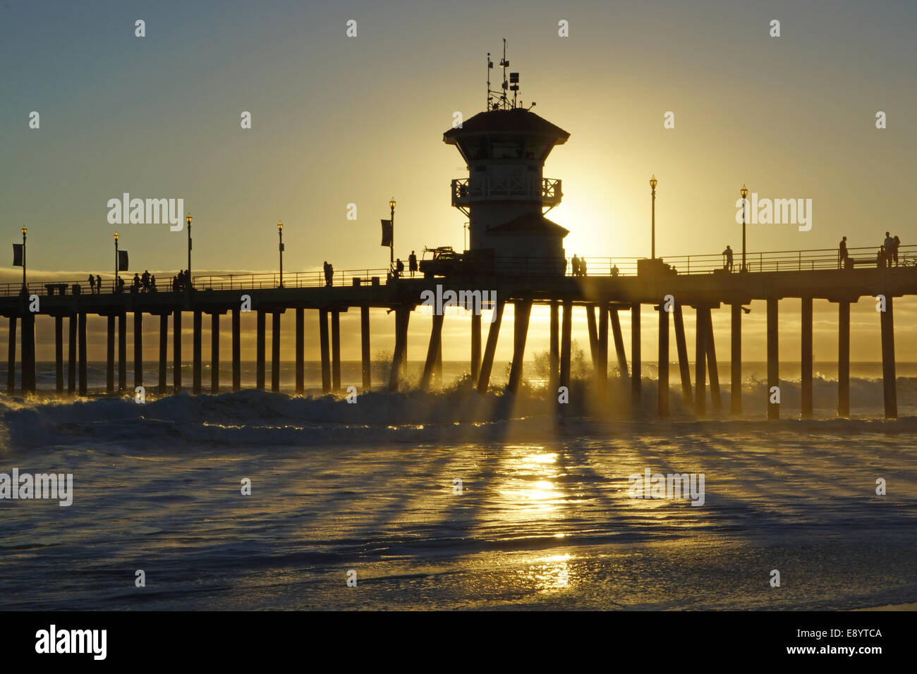 Huntington beach pier silhouette sunset hi-res stock photography and ...