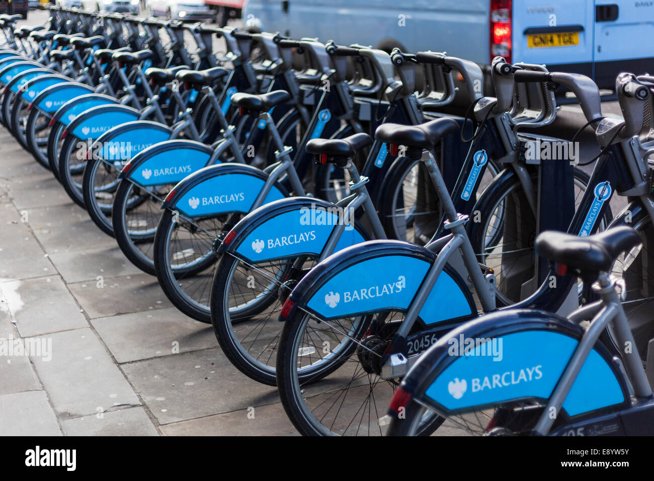 Line of Bicycles Available for Hire Stock Photo - Alamy