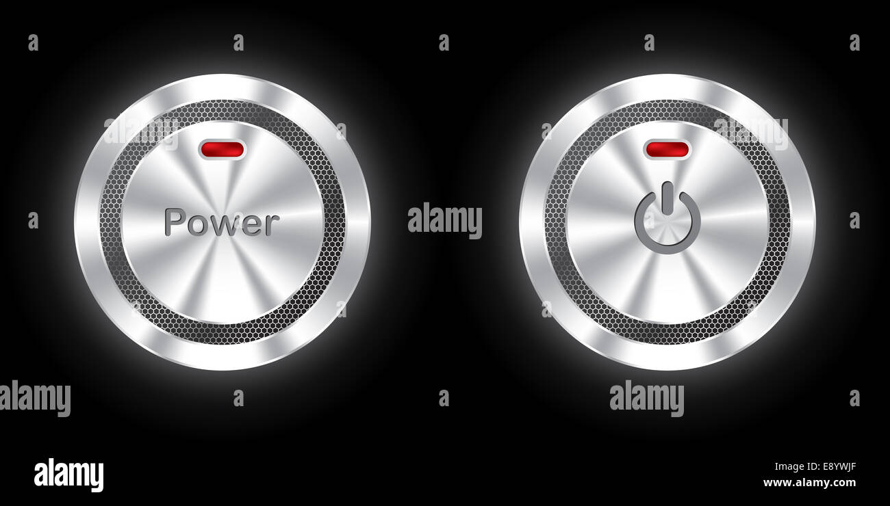 Power button icon metallic internet hi-res stock photography and images ...