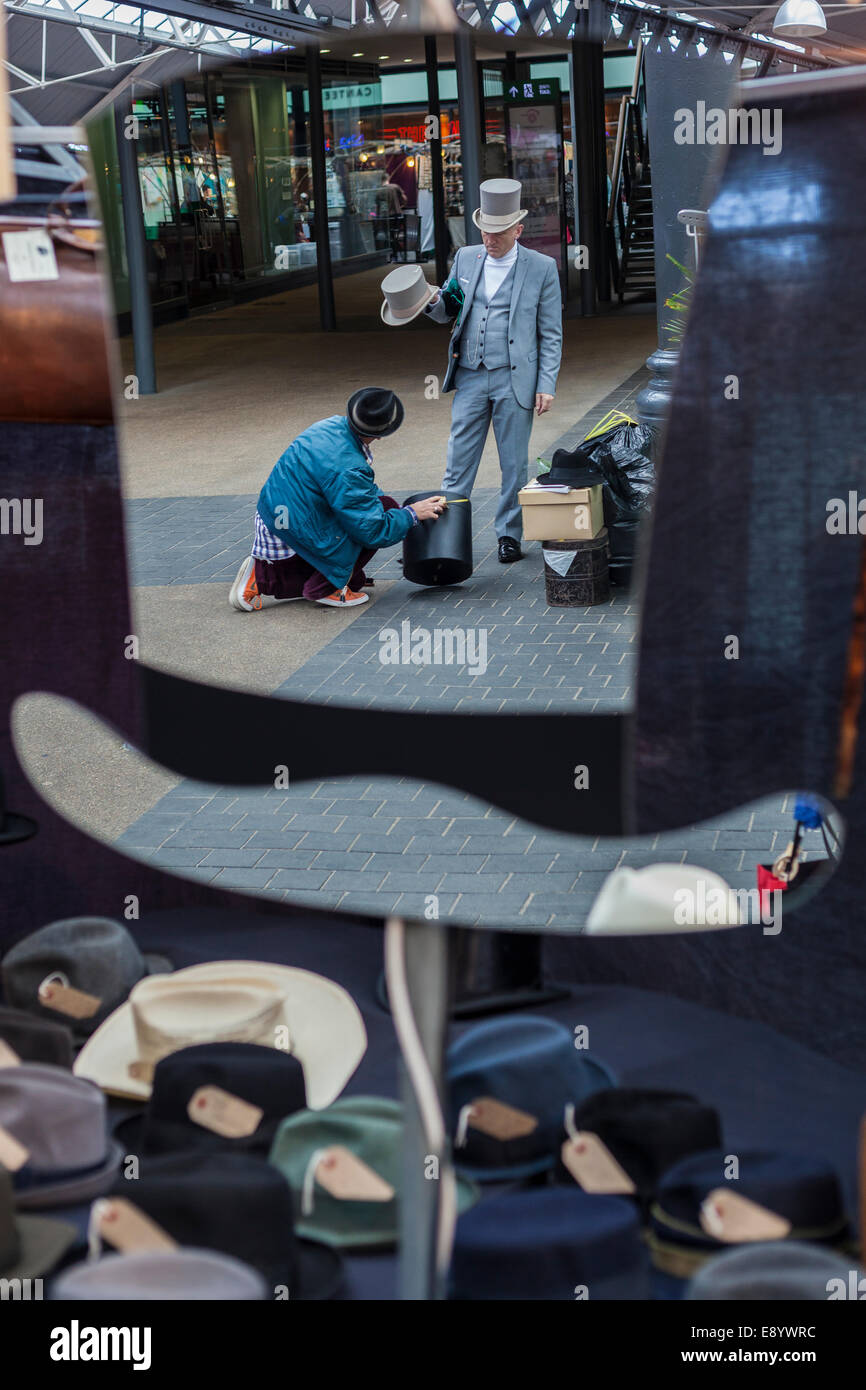 Hatter Wearing Top Hat in Conversation with Person Reflected in Top Hat ...
