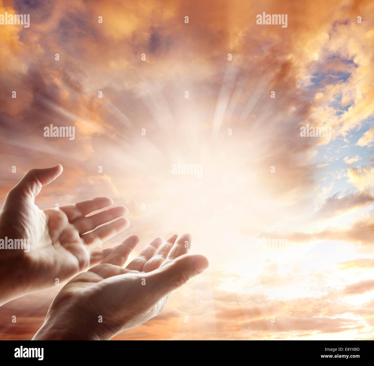 Hands reaching for the sky Stock Photo - Alamy