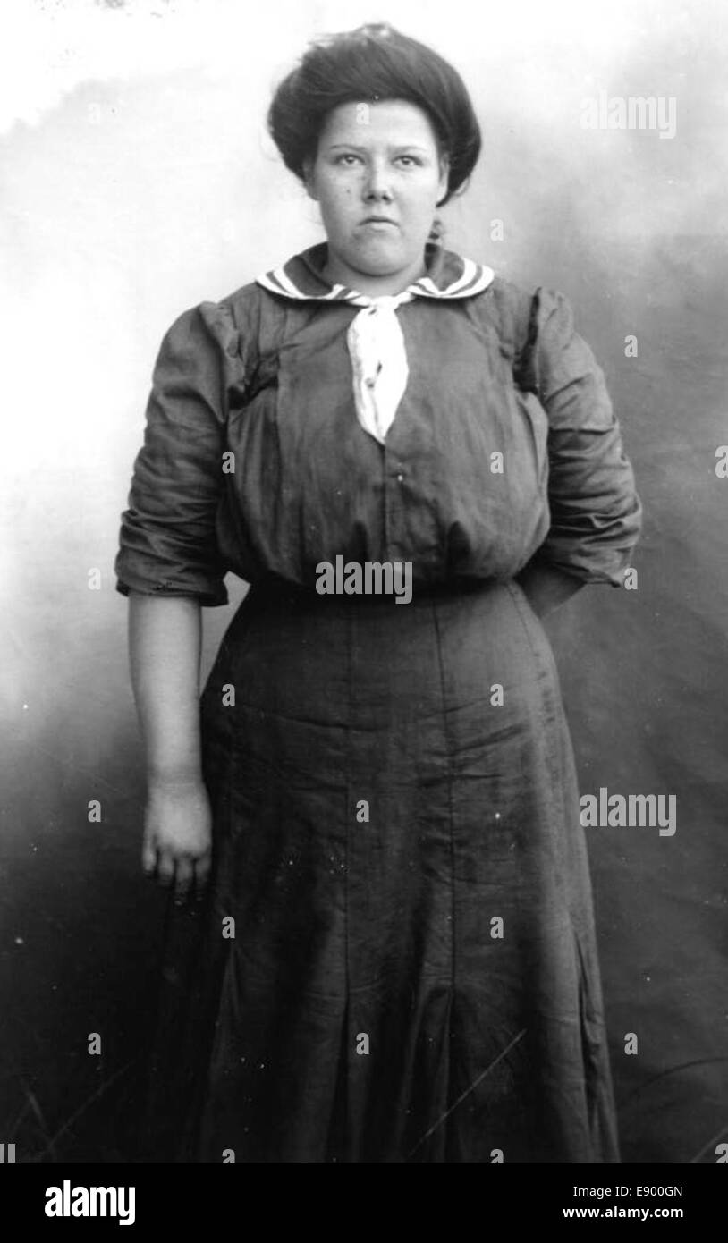 A portrait of a young woman, possibly from the mid-20th century, taken ...