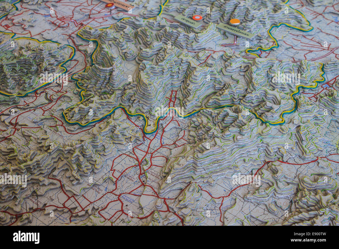 3D model map geographic, abstract topographic map Stock Photo - Alamy