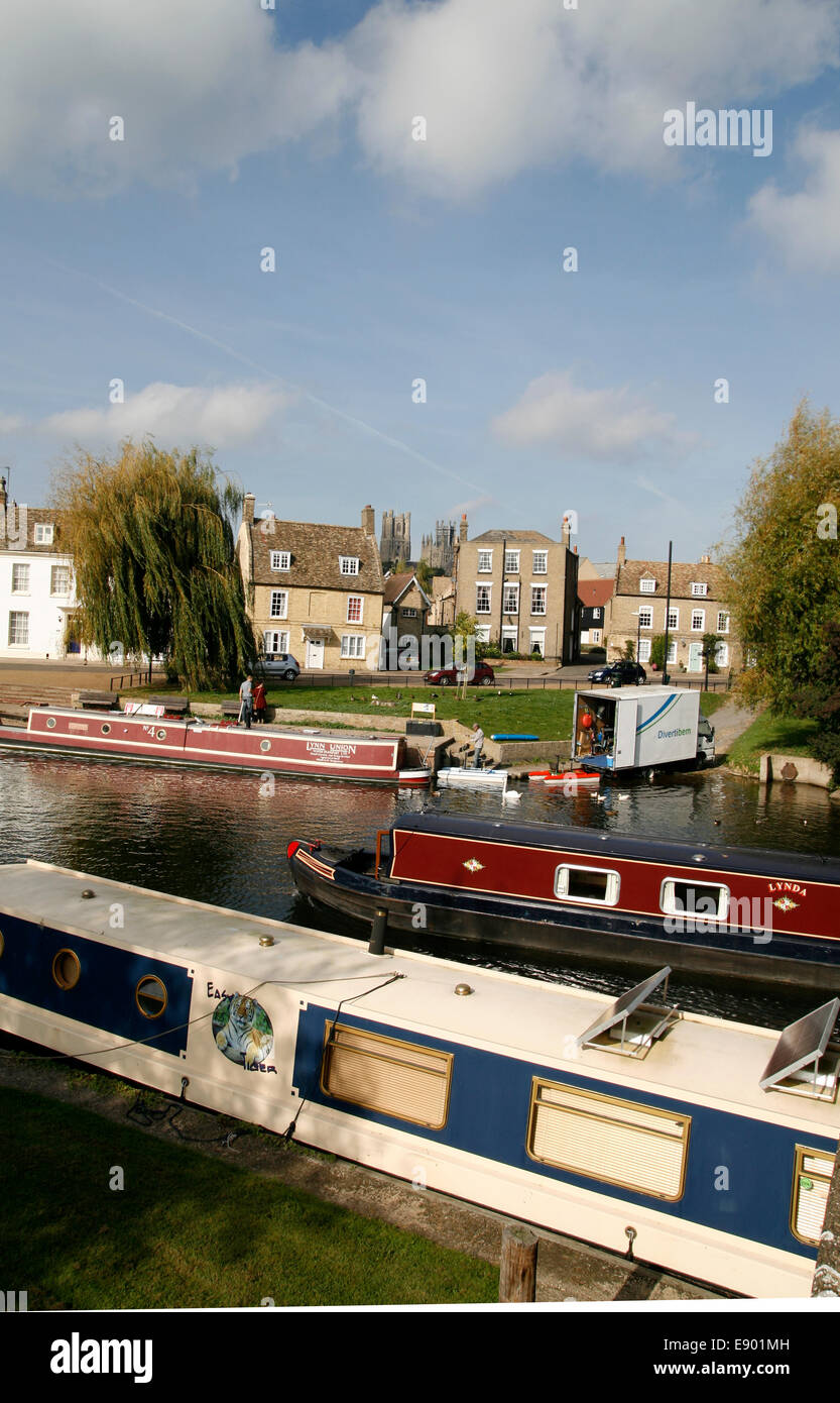 River Ouse and boats Quayside Ely Cambridgeshire England UK Stock Photo ...