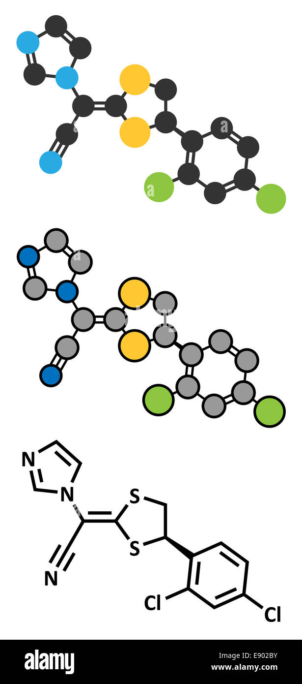 Luliconazole antifungal drug molecule. Stylized 2D rendering and ...