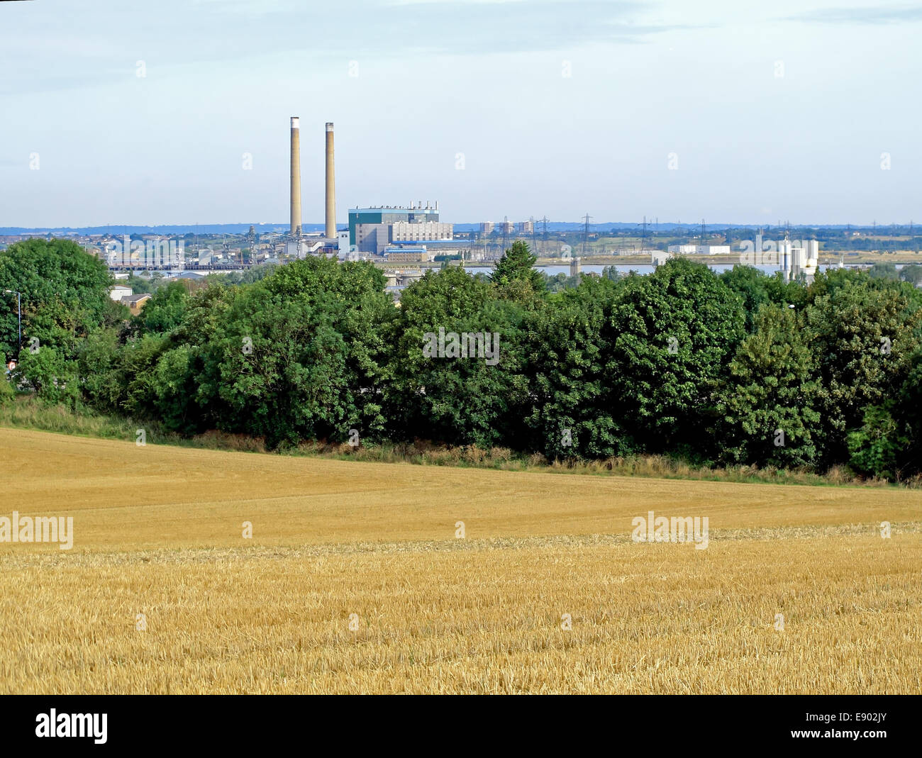 The industrial area along the River Thames viewed from Gravesend Stock ...
