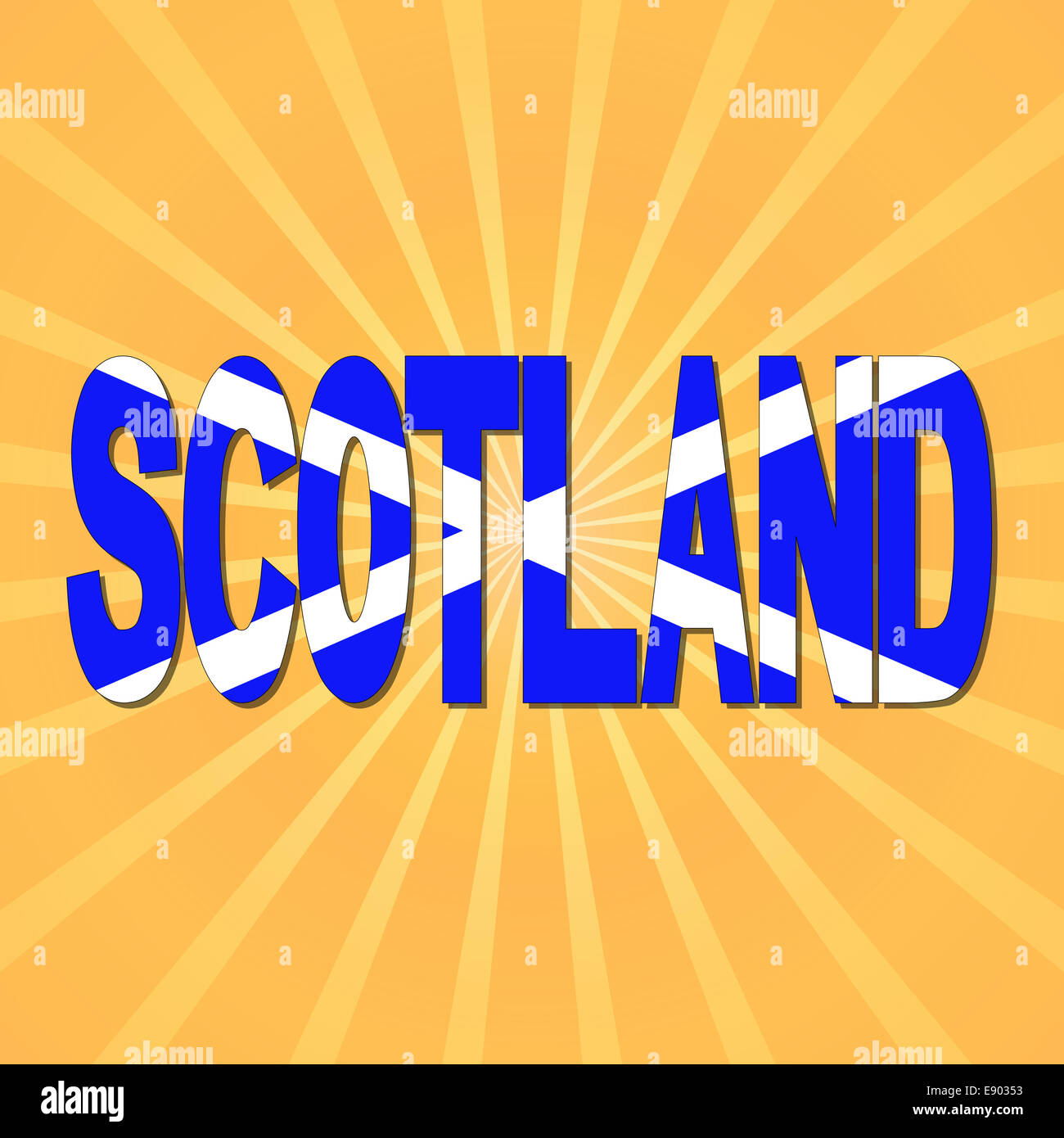 Scotland flag text with sunburst illustration Stock Photo - Alamy