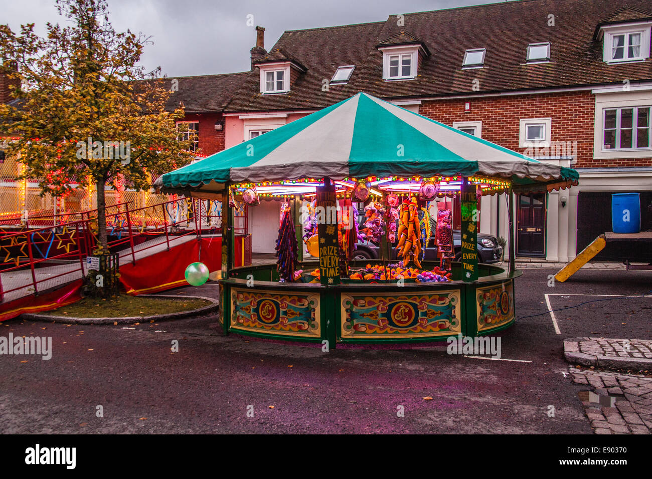 Traditional October Michaelmas fair on Broad street in the market town ...