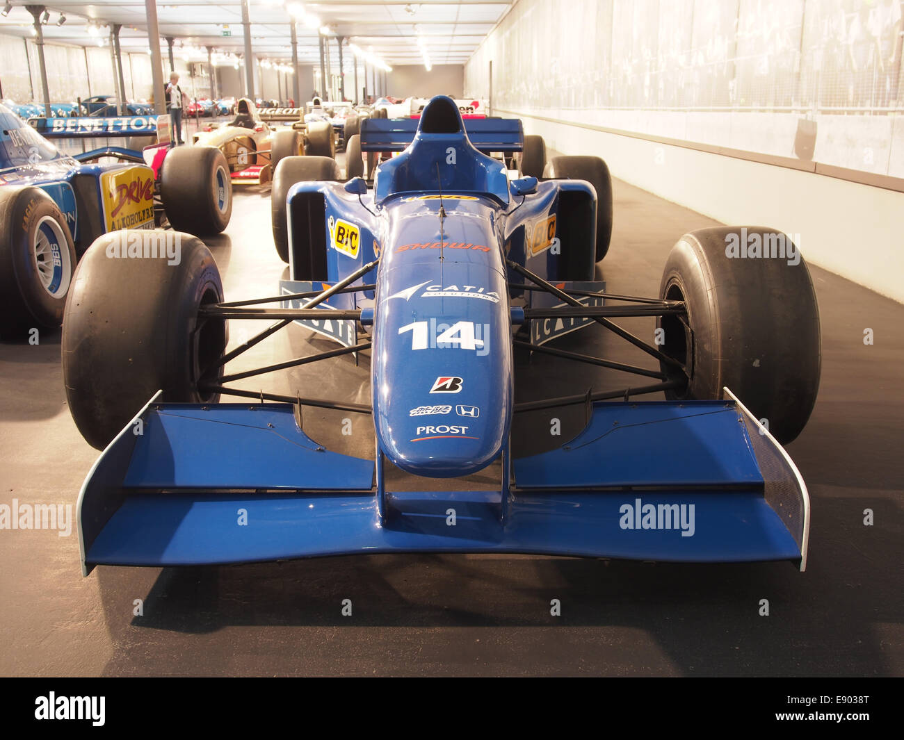 The 1996 Ligier Mugen-Honda JS43, driven by Olivier Panis, is captured ...
