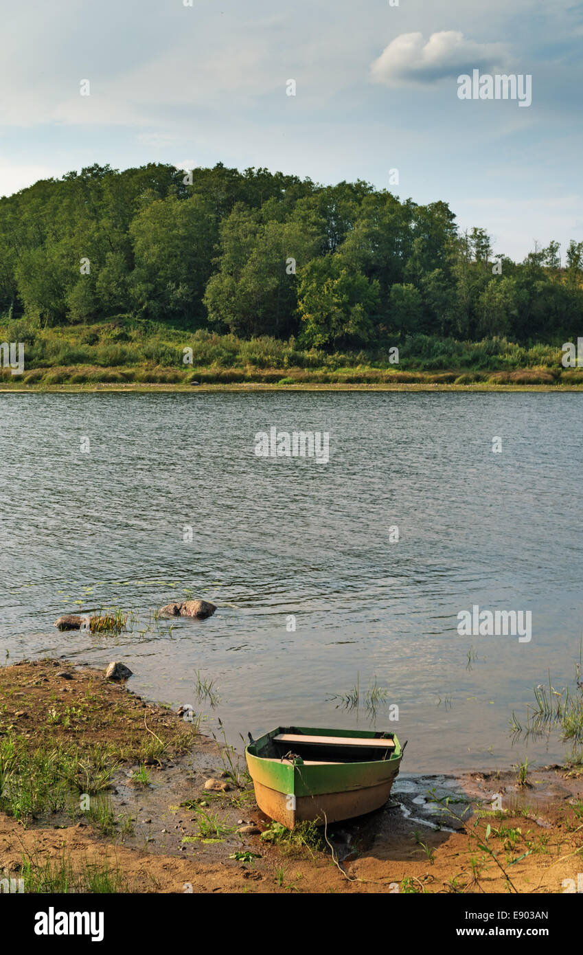 Village river landscape Stock Photo - Alamy