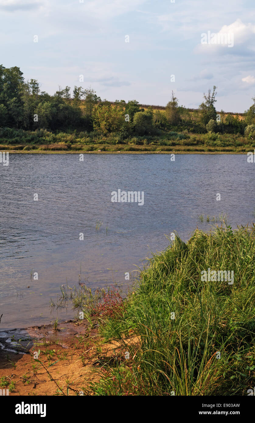 Village river landscape Stock Photo - Alamy
