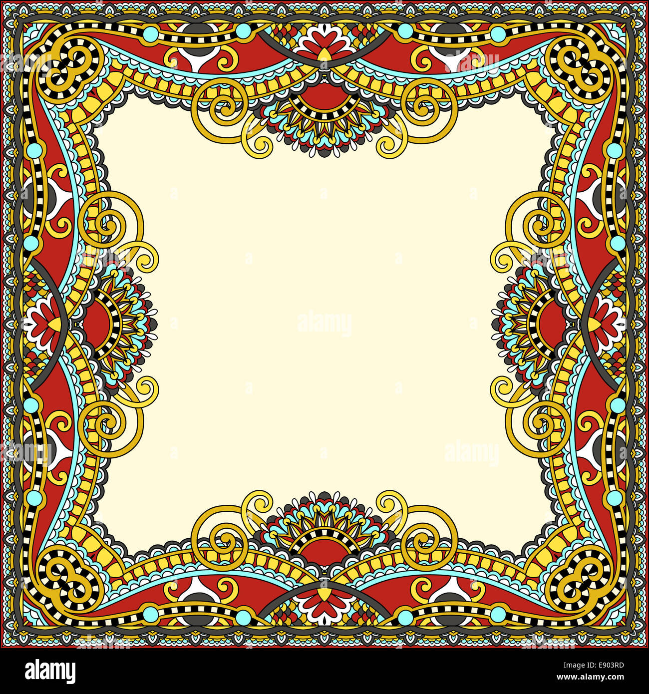 floral vintage frame, ukrainian ethnic style Stock Photo - Alamy