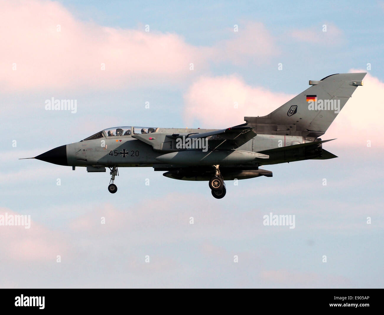 The Panavia Tornado aircraft, registration 45 20, is seen landing at Büchel Air Base in Germany ...