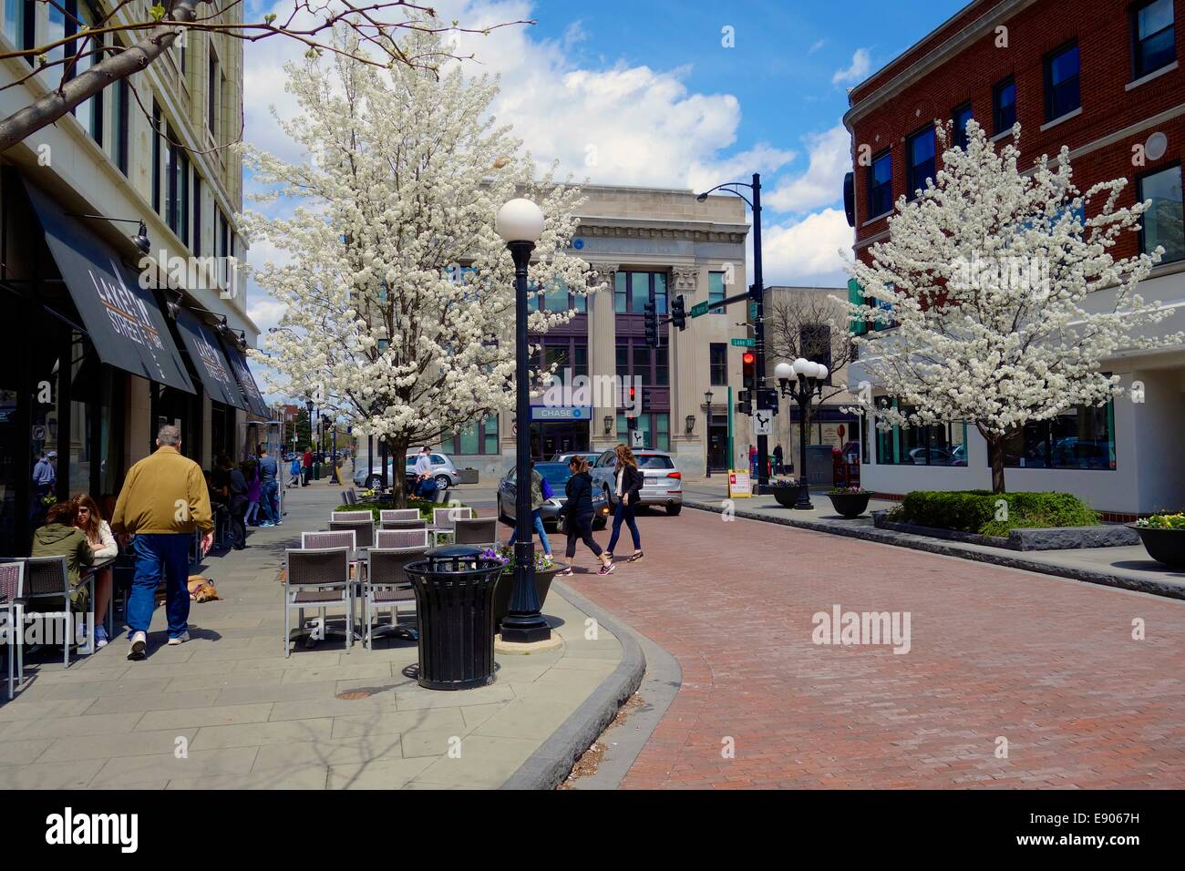 Downtown Oak Park Illinois, Marion Street in spring Stock Photo - Alamy