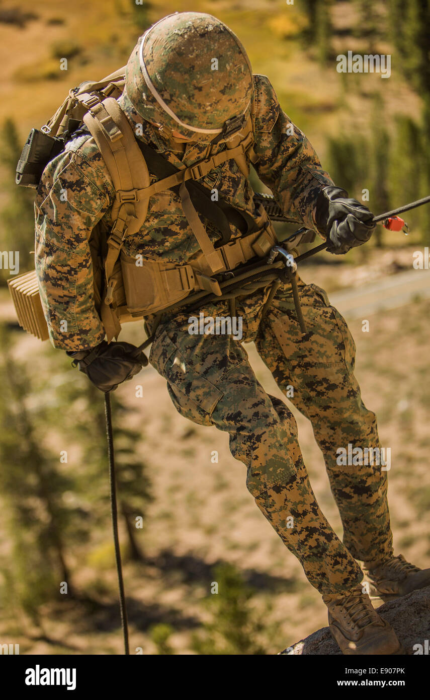 A U.S. Marine with Weapons Company, 2nd Battalion, 5th Marine Regiment ...