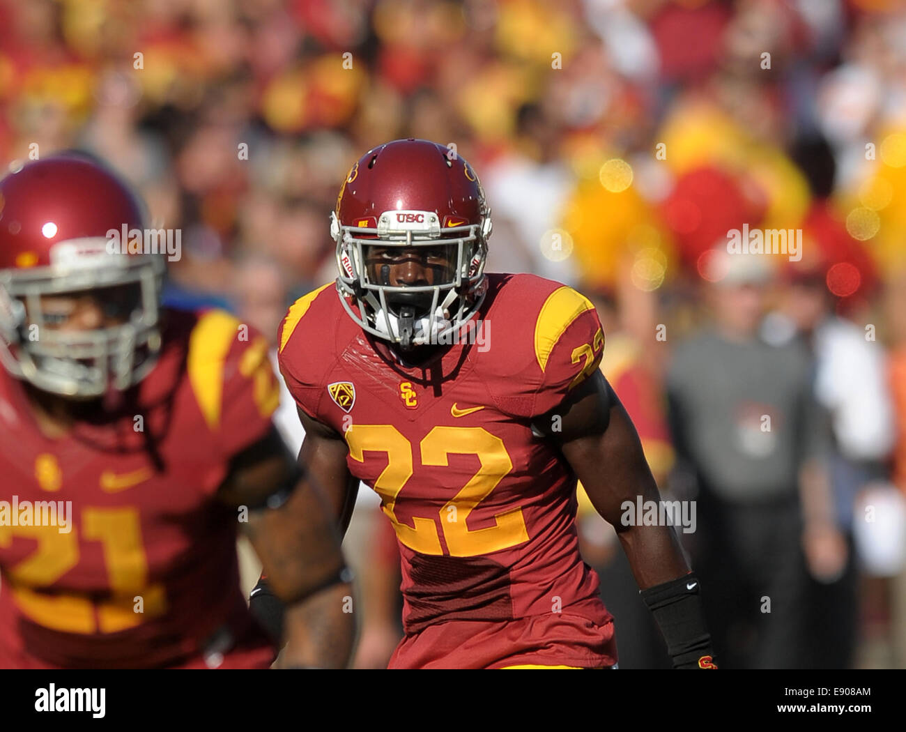 August 30, 2014, Los Angeles, CA.USC Trojans safety (22) Leon McQuay ...