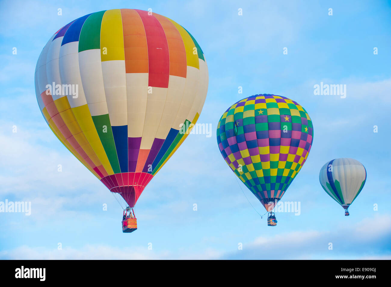 Balloons fly over Albuquerque New Mexico during the Albuquerque balloon ...