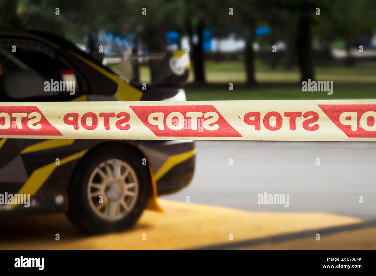 Stop Sign Tape Stock Photo - Alamy