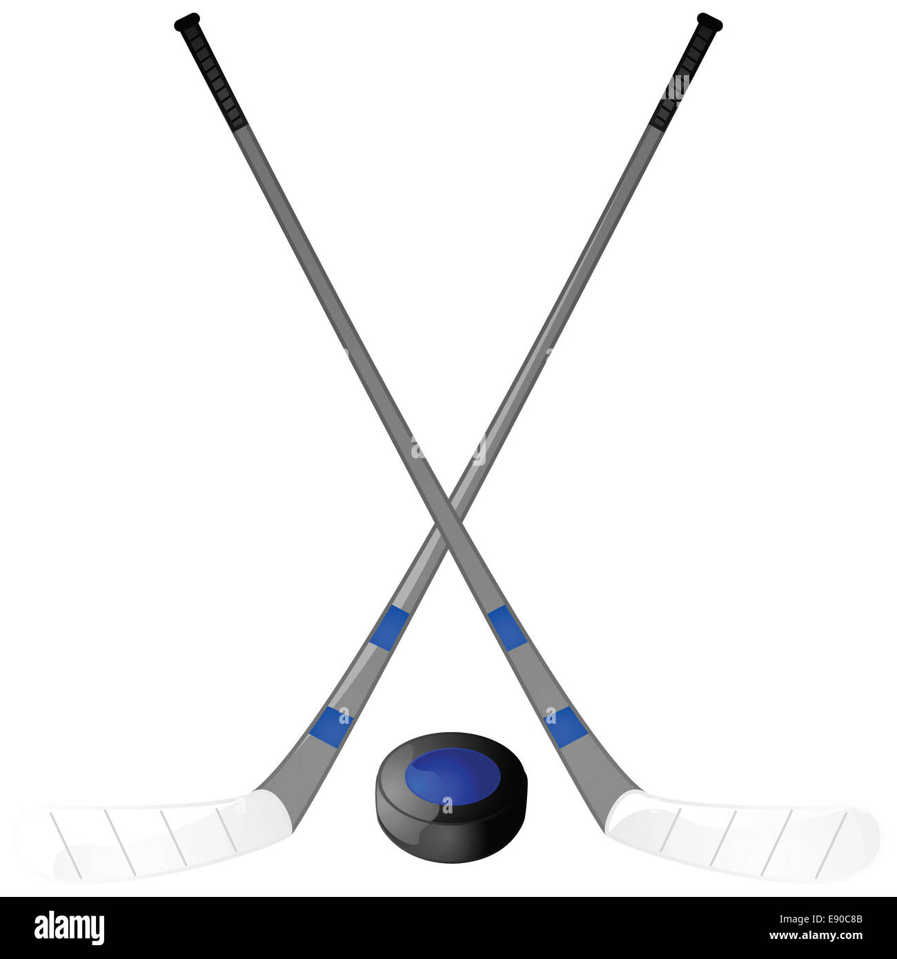 Hockey puck and sticks Stock Photo - Alamy