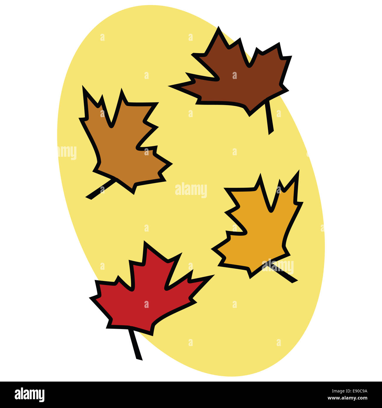 Orange stylized leaves cartoon Cut Out Stock Images & Pictures - Alamy