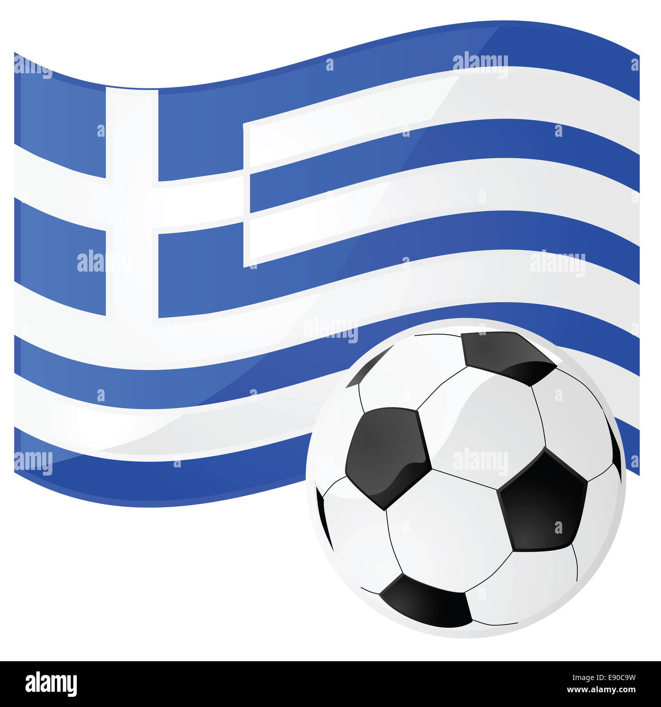 Soccer football with greece flag illustration hi-res stock photography ...