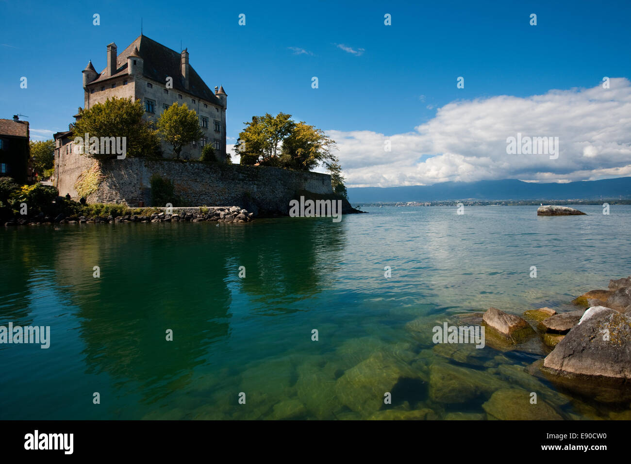 Lake Geneva Castle in Yvoire France Stock Photo - Alamy