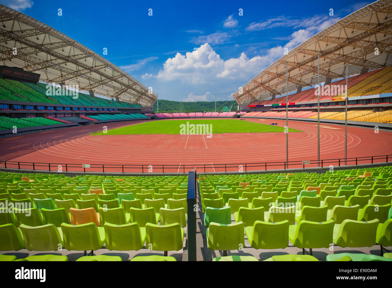 Rows yellow blue stadium hi-res stock photography and images - Alamy