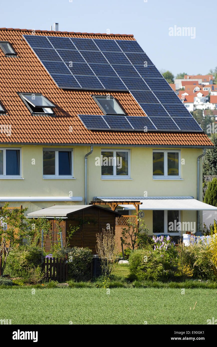 House with solar panels Stock Photo - Alamy