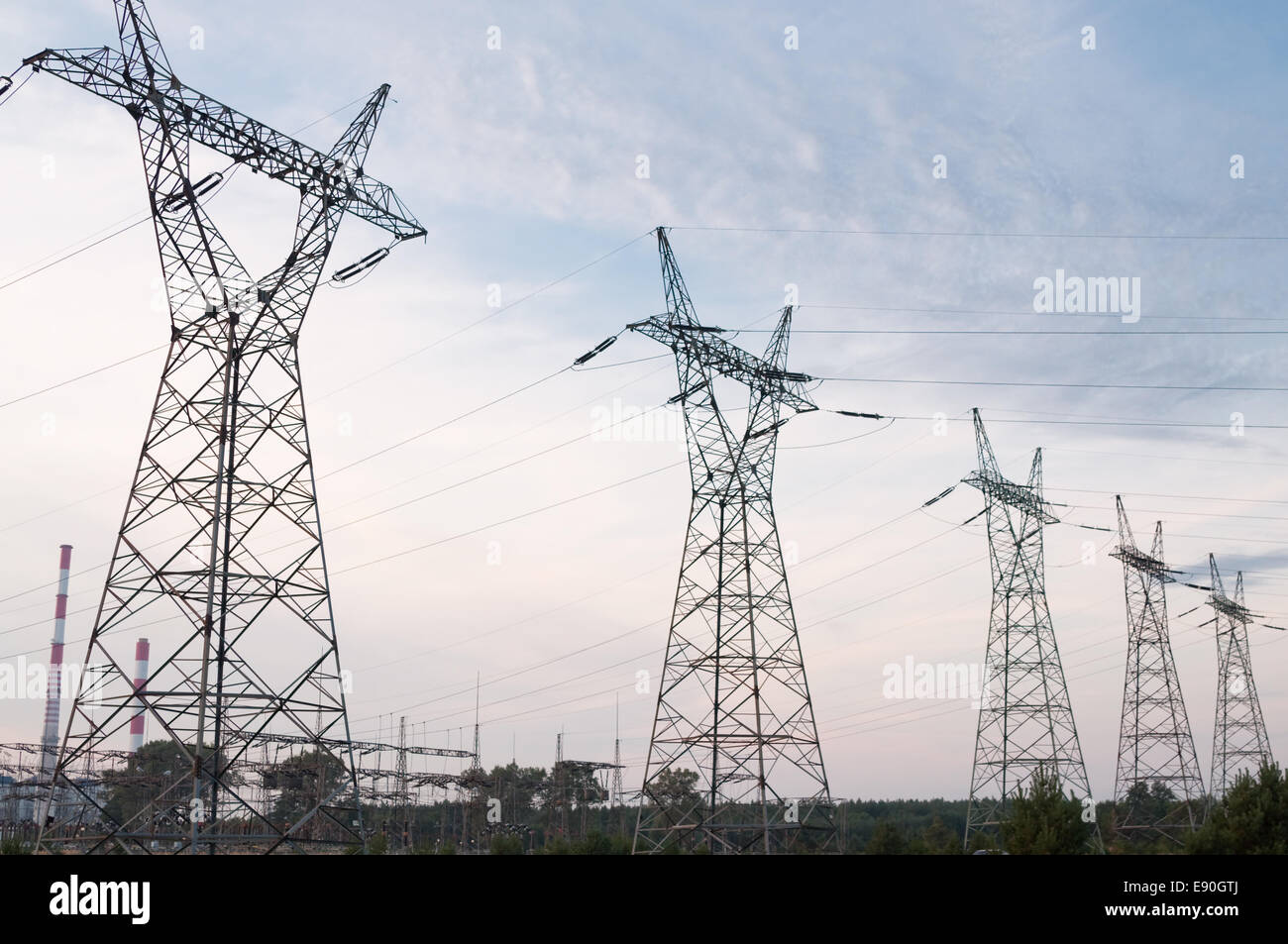 Power lines in the sunset hi-res stock photography and images - Alamy