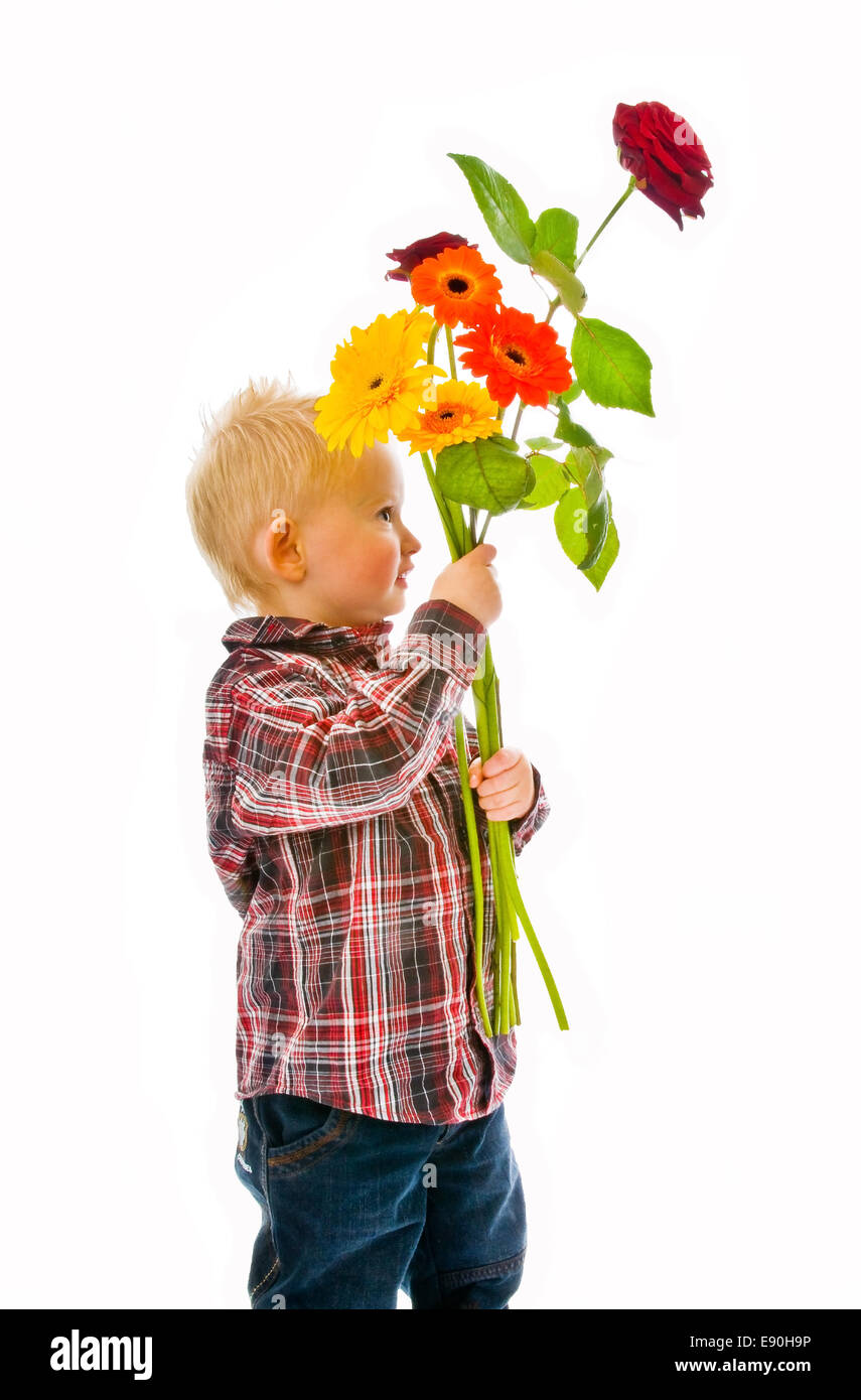 little boy giving flowers Stock Photo - Alamy