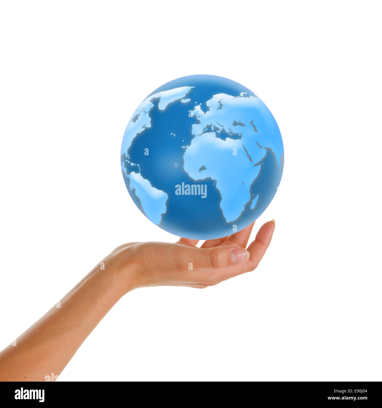Hand and world Stock Photo - Alamy