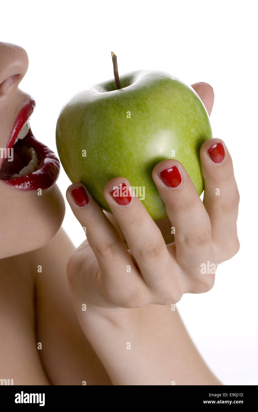 woman eating apple Stock Photo - Alamy