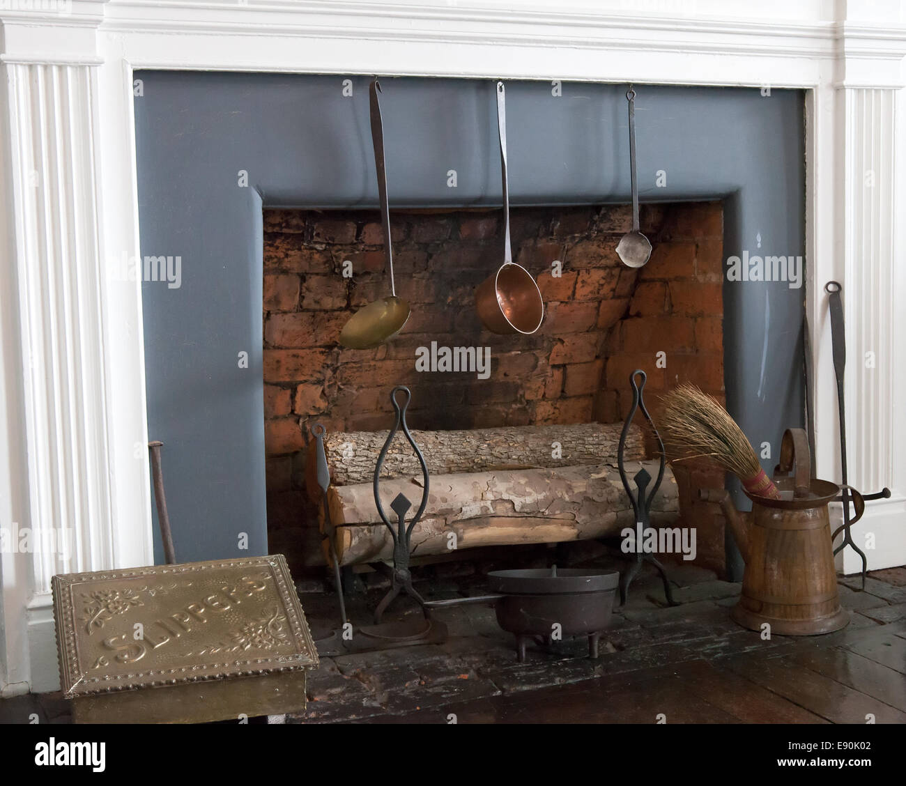 Old fireplace with logs Stock Photo - Alamy