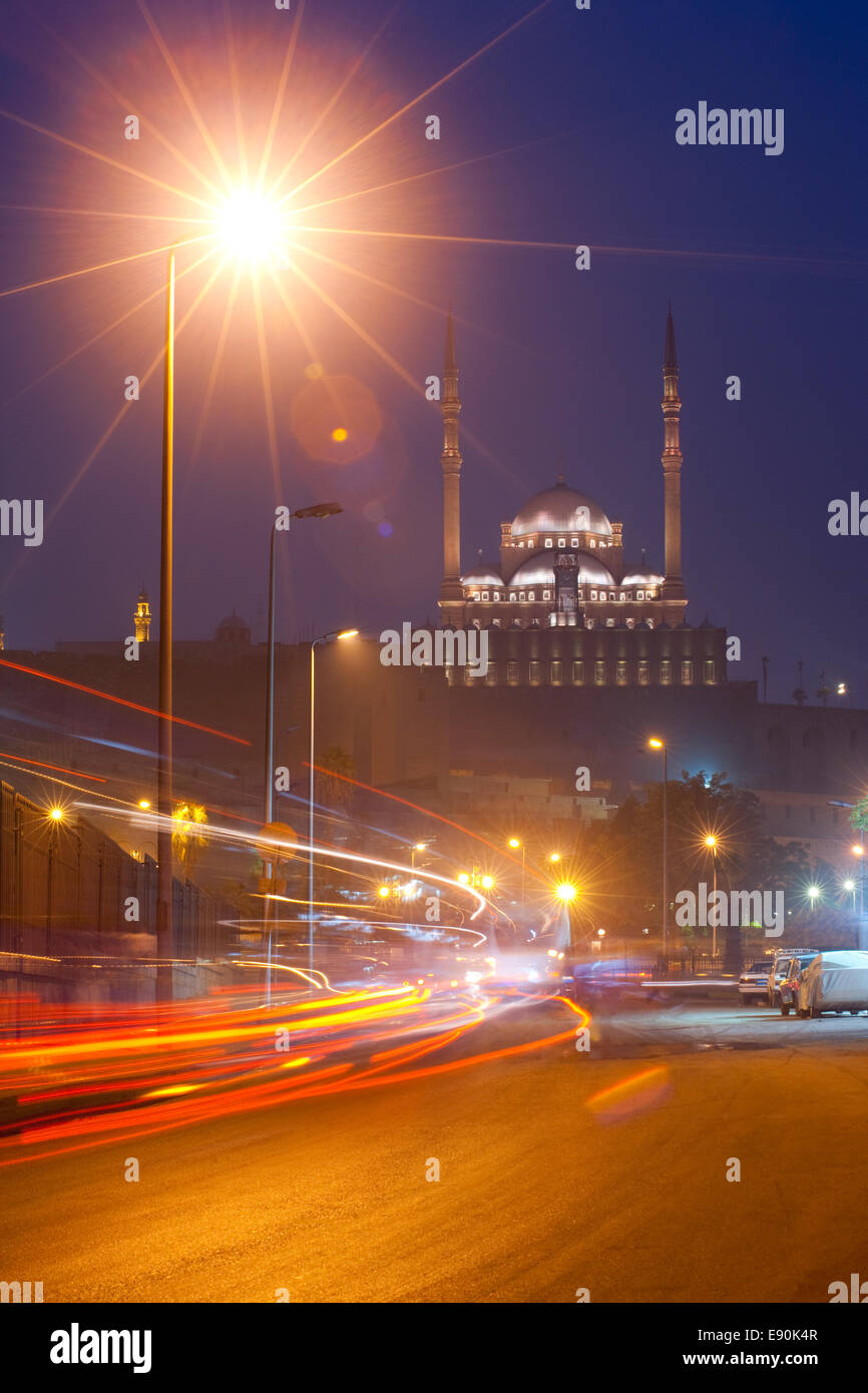 Citadel Cairo Egypt Night Trailing Lights Stock Photo - Alamy
