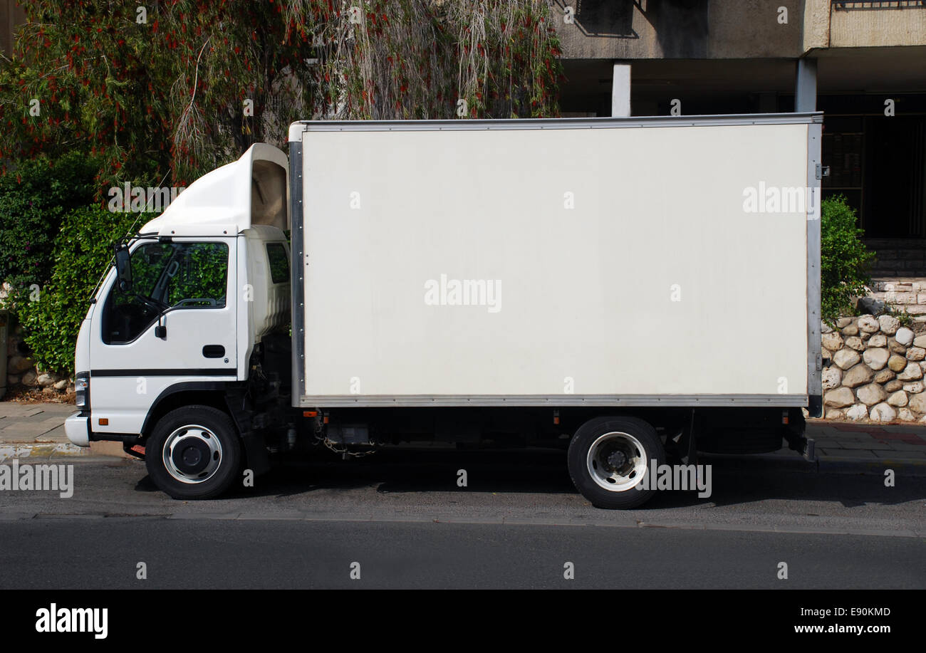 A Blank white Sign on a white truck Stock Photo - Alamy