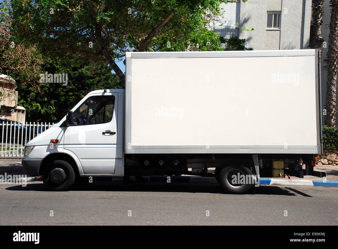 A Blank white Sign on a white truck Stock Photo - Alamy