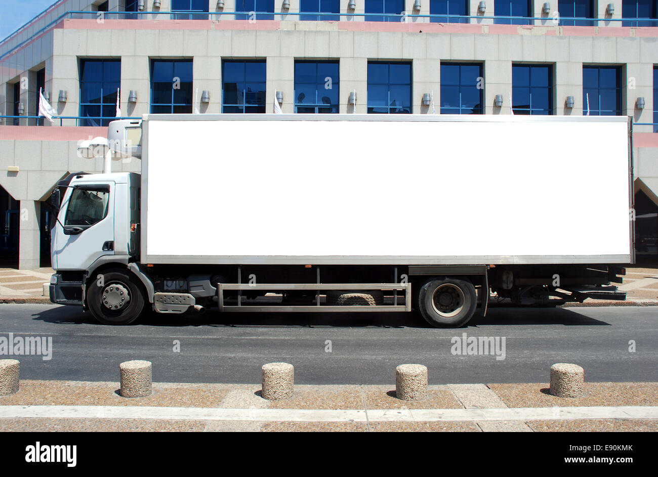 A Blank white Sign on a white truck Stock Photo - Alamy