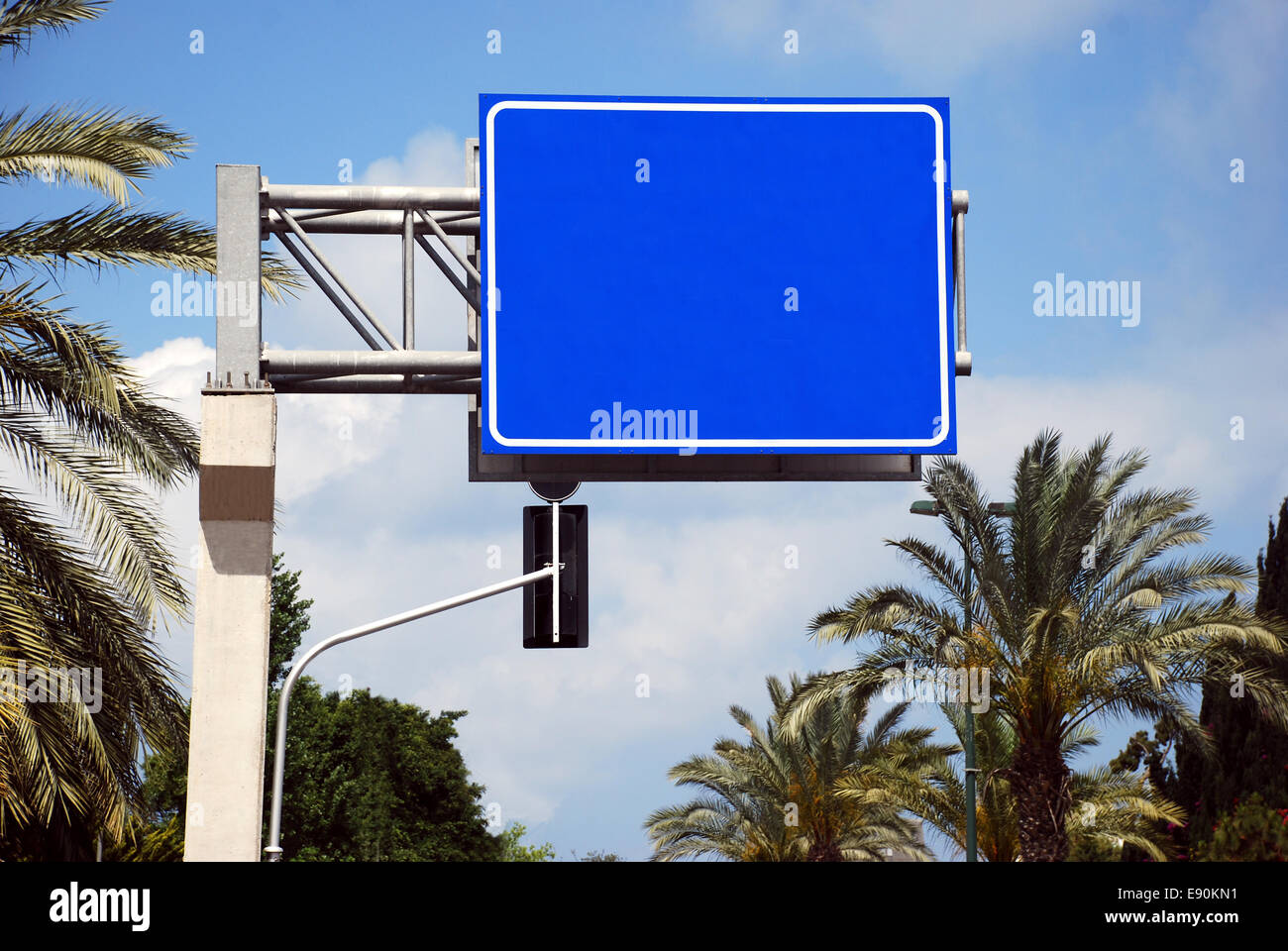 A Blank blue Sign on a pole Stock Photo - Alamy