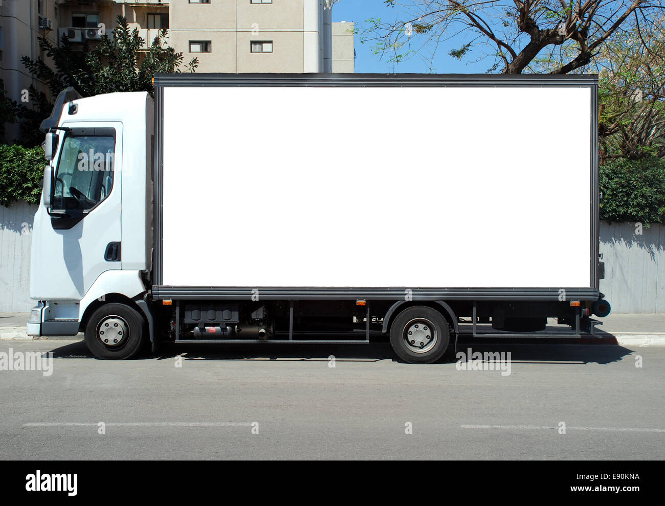 A Blank white Sign on a white truck Stock Photo - Alamy