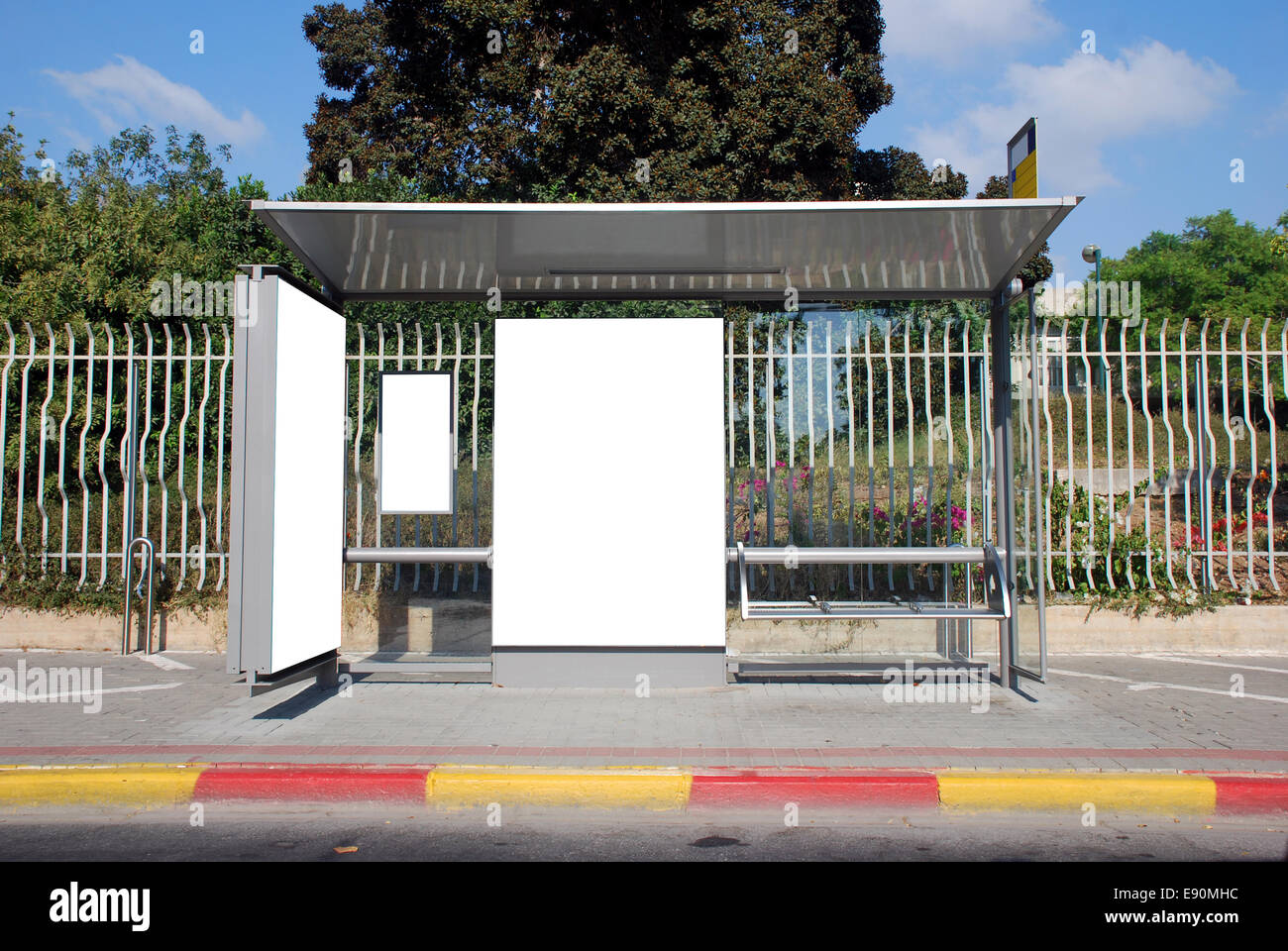A Blank white Sign on Bus station Stock Photo - Alamy