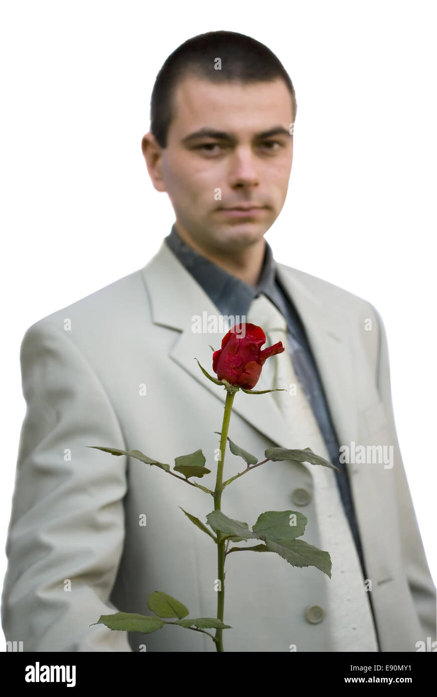 business man holding rose Stock Photo - Alamy
